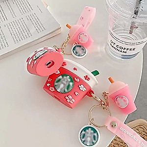 Airpods Case,3D Cute Funny Cool Kawaii Fashion Ice Cream Cup Airpods Case,Soft Silicone Skin Cover Shock-Absorbing Protective Case with Keychain for Airpods 2 & 1 Charging Case (Red)