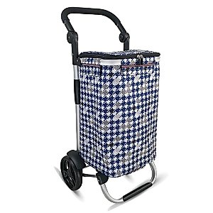 Folding Shopping Cart, Grocery Utility Lightweight Waterproof with Swivel Wheels and Removable Bag Hand Cart Trolley Easy Storage (Blue 60 Pounds Capacity) (Lattice 60 Pounds Capacity)