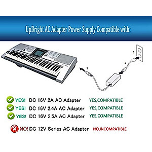 UpBright 16V AC/DC Adapter Compatible with Yamaha PA-300 PA-301 PA-300B PA-300C P-120 S Pro P-120S Motif-Rack ES XS Synthesizer PSR PSR-S PSRS Keyboard Piano PSR-1000 PSR-S500 16VDC 2.4A Power Supply