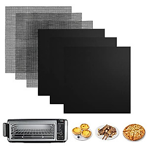 3PCS Air Fryer Oven Liners and 3PCS Mesh Grill Mats Compatible with Ninja Foodi SP101 SP201 SP301, 12inch Reusable Liner for Bottom of Oven and Non-Stick Air Fryer Toaster Oven Mat for Oven, Microwave