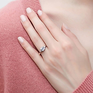 BERRICLE Sterling Silver 3-Stone Wedding Engagement Rings Cushion Cut Cubic Zirconia CZ Promise Ring for Women, Rhodium Plated Size 8