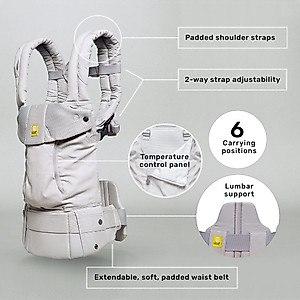LÍLLÉbaby Complete All Seasons Ergonomic 6-in-1 Baby Carrier Newborn to Toddler - with Lumbar Support - for Children 7-45 Pounds - 360 Degree Baby Wearing - Inward & Outward Facing - Stone