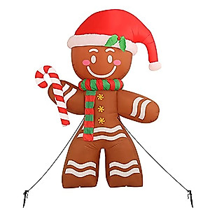 8 FT Christmas Inflatables Decoration Gingerbread Man with Built-in LEDs Blow Up Inflatables for Xmas Party Indoor Outdoor Yard Garden Lawn Décor (8FT Gingerbread Man)