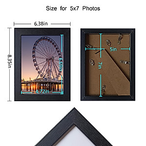BESCRCL 5x7 Picture Frame for Wall Mounting or Tabletop, Picture Frames in 4 Different Finishes