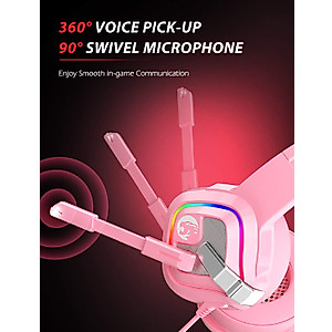 ZIUMIER Pink Gaming Headset for PC, PS4, PS5, Xbox One, Xbox Series S/X, Switch, Noise Canceling Microphone, Stereo Surround Sound, 3.5mm Wired Gaming Headphones