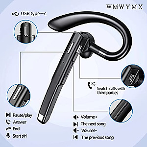 SYNTRAVA Bluetooth Headset One Ear Earphone Earpiece for Cell Phones Wireless Headset with Charging Case and LED Intelligence Display