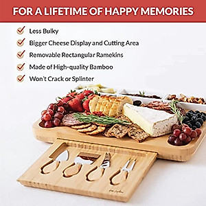 Charcuterie Board Set, Bamboo Cheese Board and Knife Set, Cheese Board Set, Large Charcuterie Boards, Bamboo Charcuterie Board with Bowls, Charcuterie Tray, Beautiful Charcuterie Boards Gift for Mom