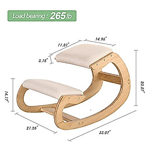 Predawn Ergonomic Kneeling Chair for Upright Posture - Rocking Chair Knee Stool for Home, Office & Meditation - Wood & Linen Cushion - Relieving Back and Neck Pain & Improving Posture (White Oak)