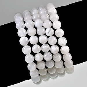 AD Beads Natural Gemstone Round Beads Stretch Bracelet Healing Reiki 10mm (Moonstone)