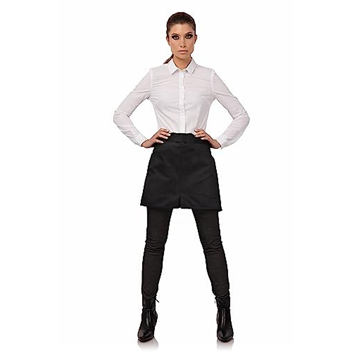 Chef Works Unisex Largo Half Bistro Apron, Black, One Size
