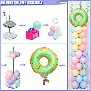 DECOJOY Balloon Columns Stand Set of 4, 7 Feet Telescoping Balloon Arches Stands with Bases for Floor, Height Adjustable Metal Balloon Tower Pillar Kits for Graduation, Birthday, Baby Shower