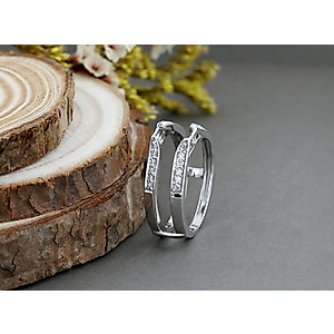 Dazzlingrock Collection 0.23 Carat (Cttw) 14k Round Diamond Women Anniversary Guard Double Ring 1/4 CT, White Gold, Size 7