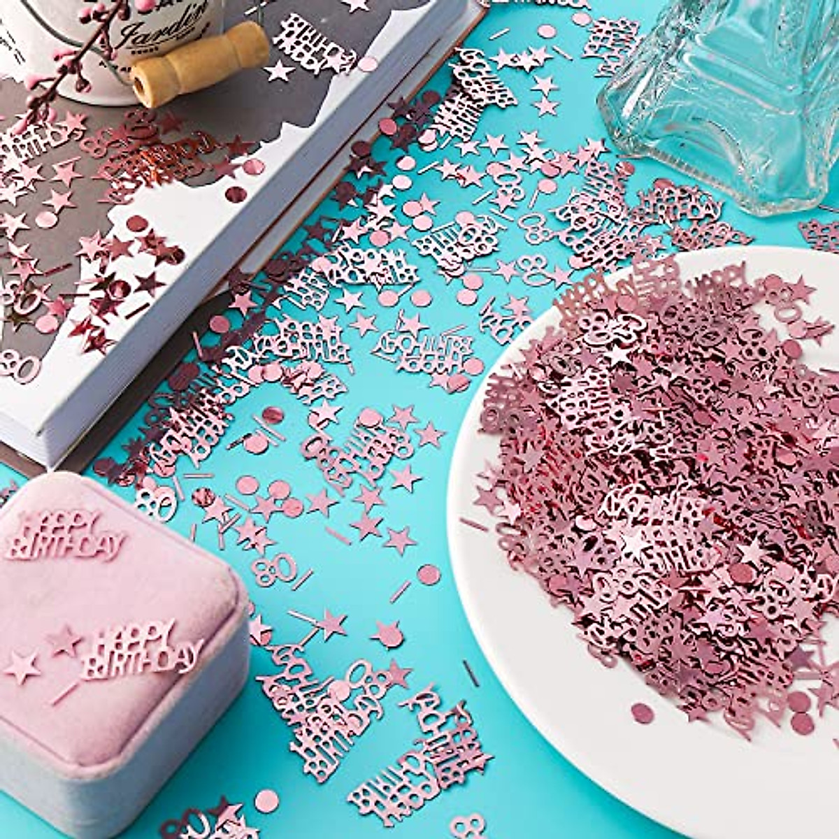 700 Pieces Happy Birthday Confetti Number 80 Metallic Sequins Table Confetti Special Events Cake Confetti Table Scatters Decorations Supplies for Birthday, Anniversary (80th Style)