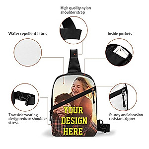 Custom Design Your Picture/Text Sling Bags Shoulder Backpack Waterproof Travel Hiking Crossbody Bag Mini Fashion Chest Package For Men Women12x8.3Inch