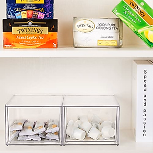 Vtopmart 2 Pack Stackable Makeup Organizer Storage Drawers, 4.4'' Tall Acrylic Bathroom Organizers，Clear Plastic Storage Bins For Vanity, Undersink, Kitchen Cabinets, Pantry Organization and Storage