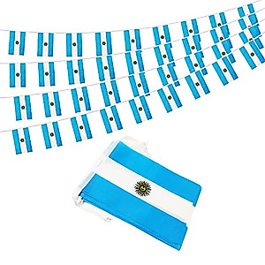 50 Feet Argentina Argentine Banner Flag String, Argentina Mini Flag Small Banner, for Olympics, World Cup, Party, Shops and Bars Decorations, Outdoor Decorations, 38 Flags (Argentina)