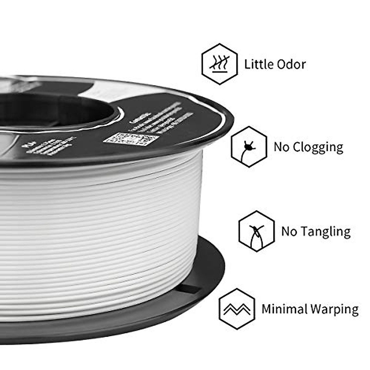 ERYONE PLA Plus Filament 1.75mm PLA+ 3D Printer Filament +/-0.03mm, 1kg (2.2lbs)/ Spool, White