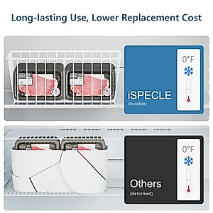 iSPECLE Upright Freezer Organizer Bins - 6 Pack Medium Stand up Freezer Baskets for 14 to 15.5 cu.ft Freezer, Easily Sort and Get Food, Air Circulation Stop Food Sliding out from Freezer, White