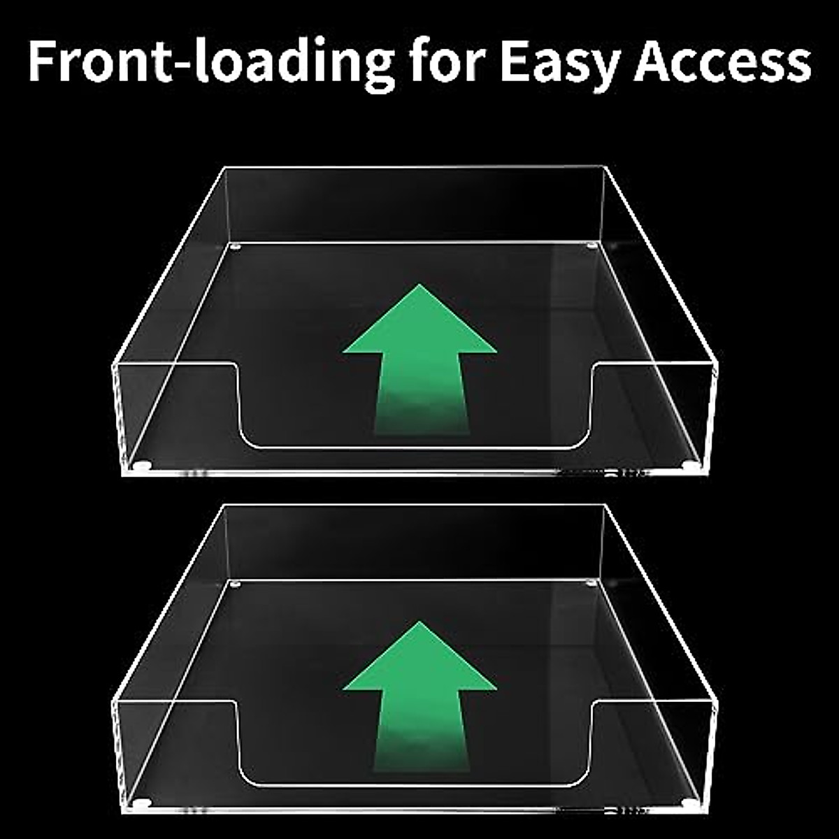 2 Pack Paper Tray Acrylic Desk Organizer Letter Trays Desk Tray Document Tray File Holder Tray Plastic Inbox Tray for Acrylic Desk Accessories-Magazines-Notebooks-Folders-Stationery,Clear Supports