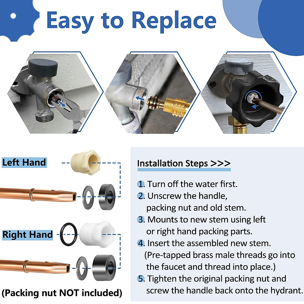 123-0093 Stem Assembly Replacement for Prier 500 Series Mansfield Style Wall Hydrants, 12-inch Overall Length | 8-inch Sillcock ASFP