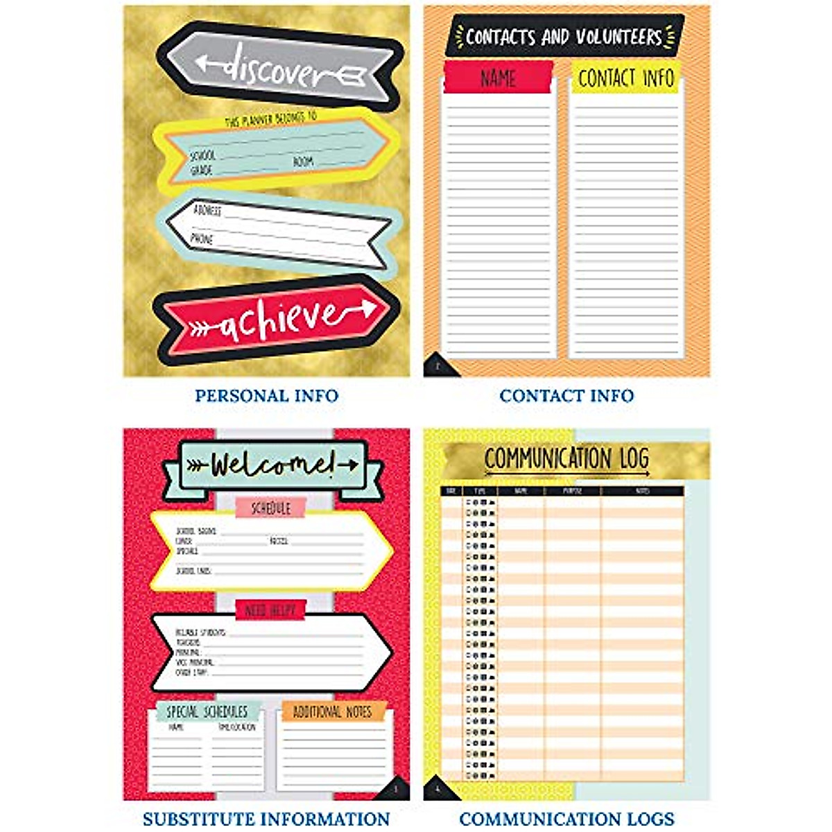 Carson Dellosa Aim High Teacher Planner, 8" x 11" Spiral Bound Planner With Planner Stickers, Daily Planner, Weekly Planner, Grade Book and Lesson Planner Book for Teachers