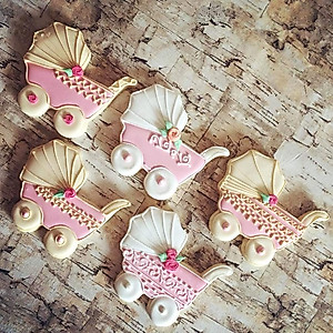 KANNTIE 5-Piece Baby Shower Cookie Cutter Set, Bib, Bottle, Rattle, Onesie and Baby Carriage