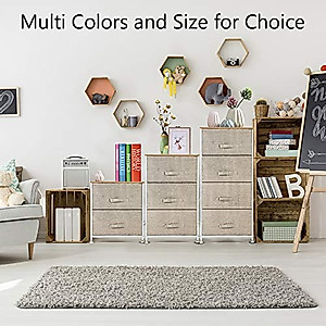 Dresser Storage Tower Sturdy Steel Frame Wood Top Storage Drawer Units for Hallway Entryway