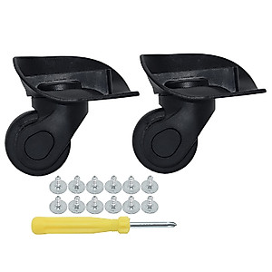 fengshuiluck Travel Suitcase Carry On Luggage Spinner Wheels Replacement Left and Right Caster with Screws and Tool 2Pcs Black