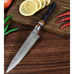 Utility Chef Knife 6 Inch Chef knife Japanese Damascus Utility Kitchen Knife Japanese Paring Knife Damascus Steel High Carbon 67-Layer Ultra Sharp Kitchen Meat Cutting Gyuto Chef Knife [Gift Box]