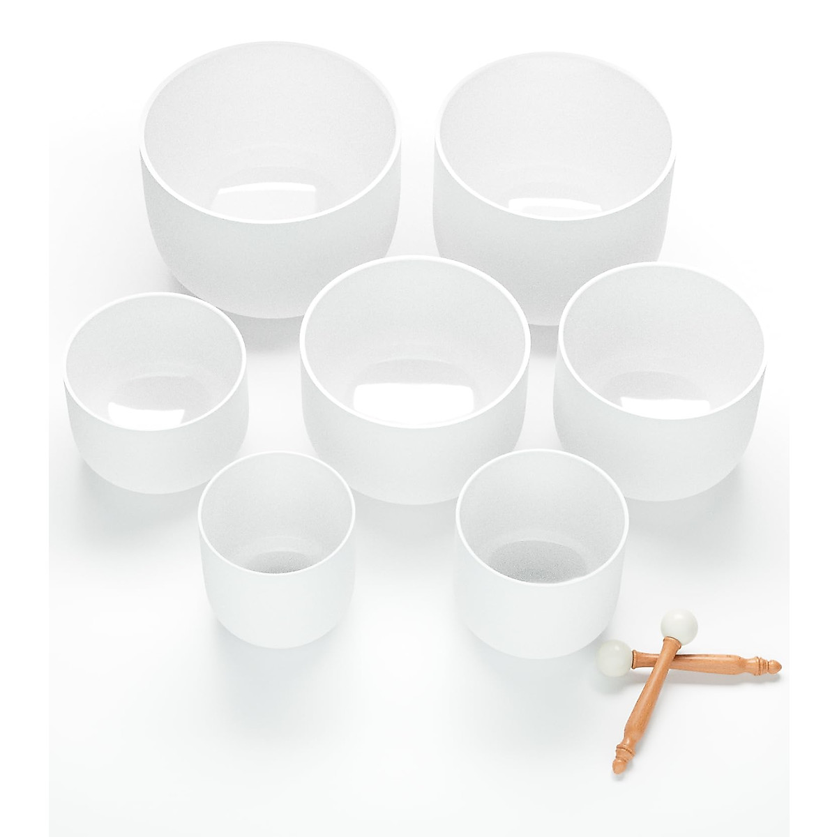 MEDITUNE Crystal Singing Bowl Set 7 PCS (6-12inch) With 2 Pcs Carrying Case Bag