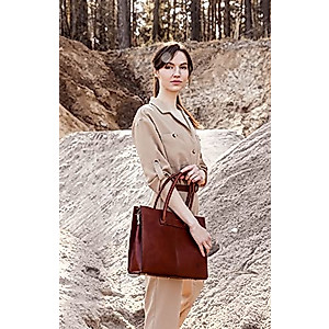 Time Resistance Leather Handbag - Top Handle Bag - Full-Grain Leather Tote Bag - Purse for Women (Cognac)