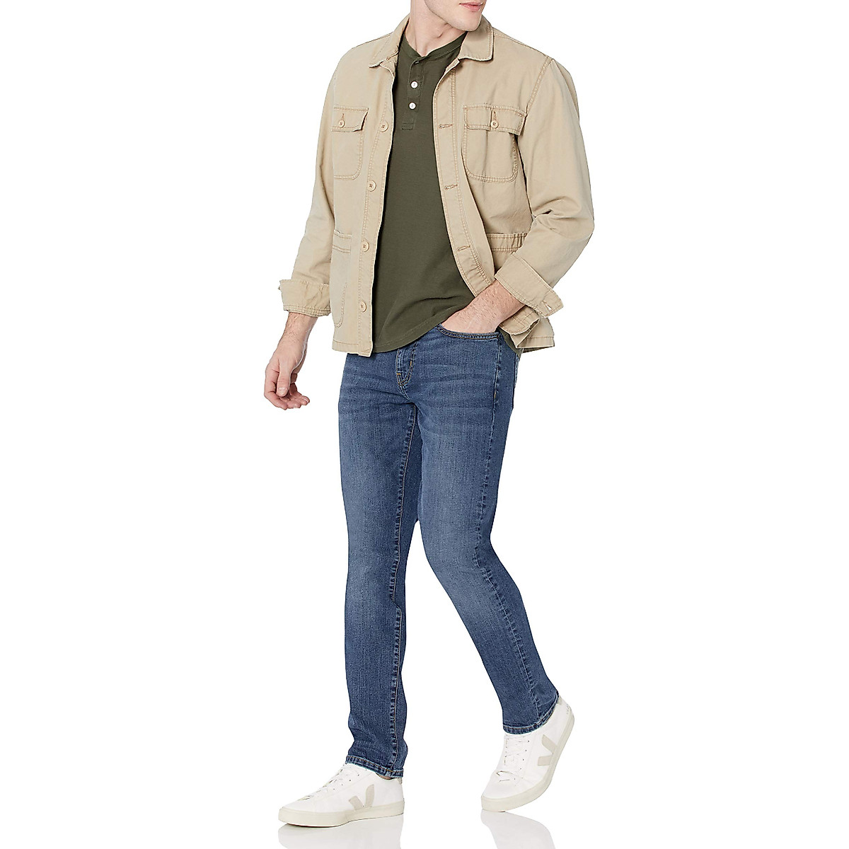 Amazon Essentials Mens Jeans Slim Fit Stretch, Light Wash, 36W x 28L