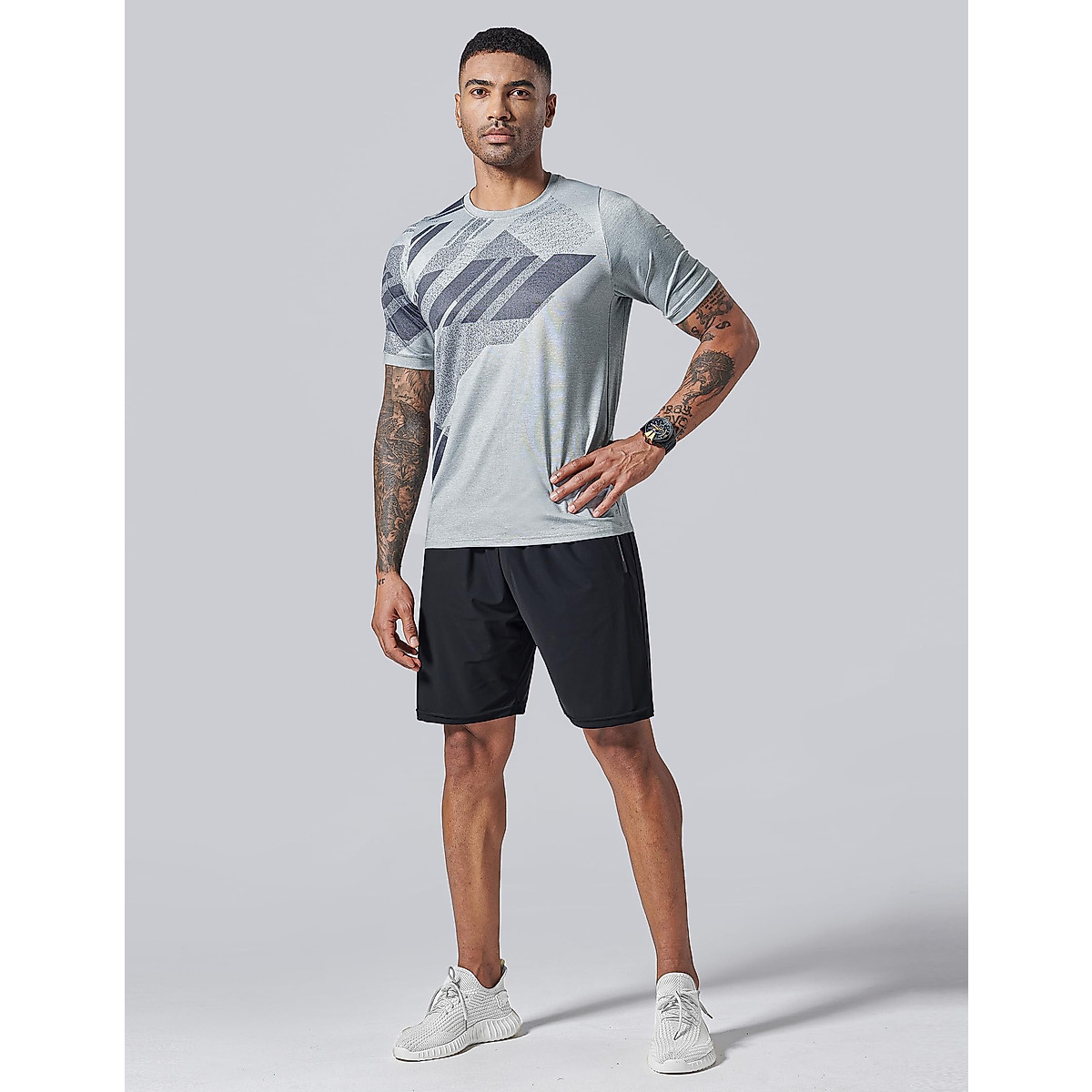 5 Pack Men’s Active Quick Dry Crew Neck T Shirts | Athletic Running Gym Workout Short Sleeve Tee Tops Bulk (Set 3, X-Large)