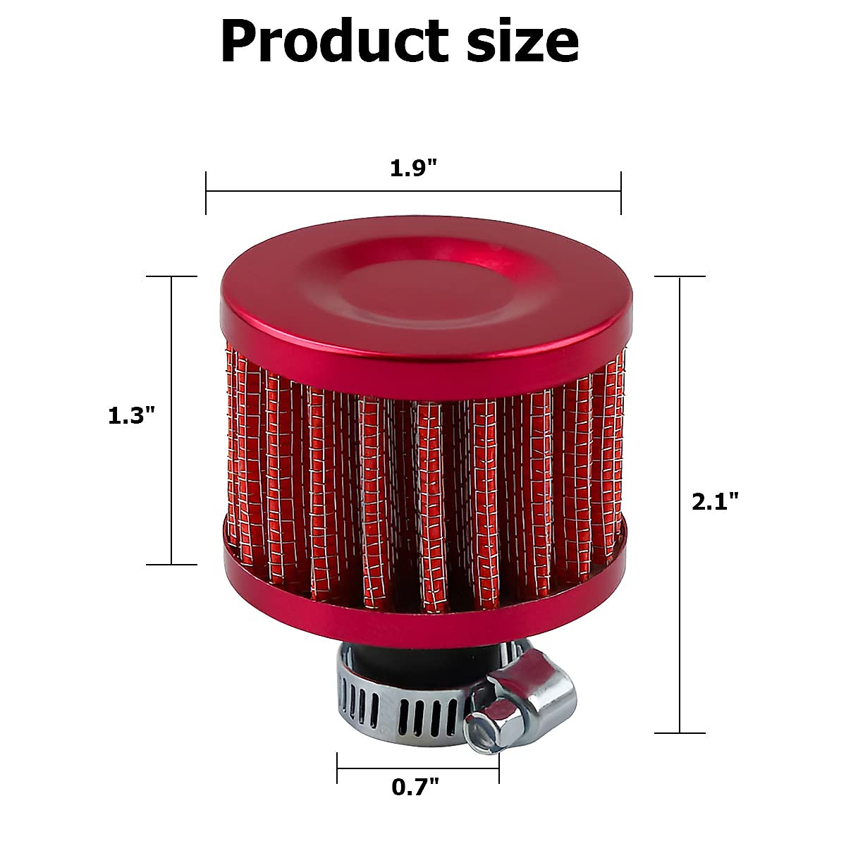 BESULEN Air Intake Filter Breather, 0.47 inch Universal Cold Air Filter, 12mm Car Turbo Vent Air Intake Filter Cleaner, Crankcase Breather Compatible with Car and Motorcycle Engine Parts (Red)