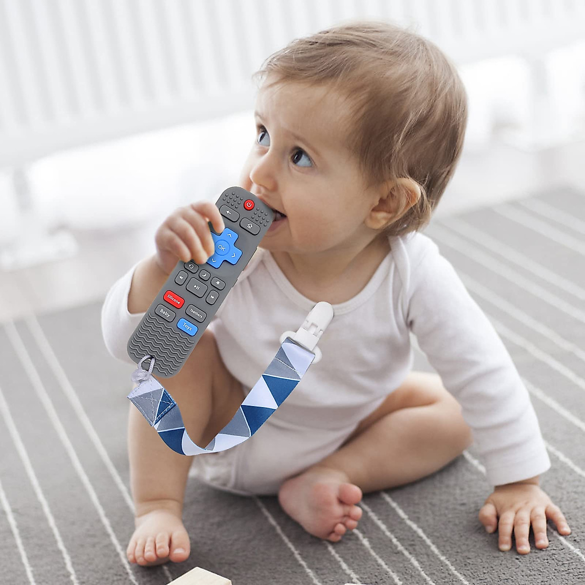 Eascrozn Baby Teething Toys Set of 2, Remote Control Shape Teethers for Babies 6-12 Months Chew Toys, BPA Free, Soft Silicone Teether Sensory Exporation and Teething Relief Baby Toys