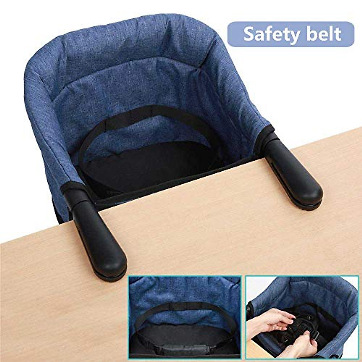 Hook On Chair, Fast Table Chair, Fold-Flat Storage Portable Baby Feeding Seat, Clip on Table High Chair, Removable Seat for Home and Travel (Blue)