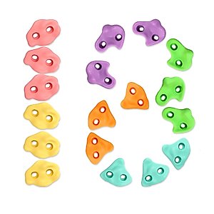 TOPNEW 18PCS Climbing Holds for Kids, Rock Wall Climbing Kit with Hardware for Indoor and Outdoor Climbing Wall, Soft Color