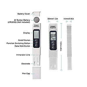 Hanna Conductivity Meter,Industry Leitfähigkeit Aquarium 3 in 1 Water Quality Tester Tds Ec Conductivity Temperature Meter for Household Water Digital Pool Water Testerfor The for Tds Ec