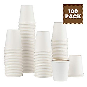 [100 PACK COFFEE CUPS] 3 ounce Disposable Paper Hot Cups - Coffee Cup, Bathroom, Espresso, Mouthwash Cups