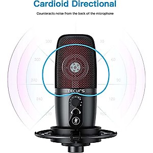 TECURS USB Microphone Condenser, PC Microphone Kit for Computer, Streaming Mic with Adjustable Boom Arm, Gaming,Microphone for Podcast, Twitch, YouTube, PS4, PS5