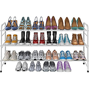 Dicasser 3-Tier Long Shoe Rack Organizer Extra Large Capacity for 24 Pairs,White