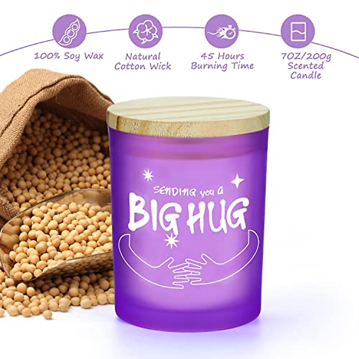 Candle Gifts for Women, HOTIOGA Cute Glass Jar Scented Candle for Birthday Christmas Mothers Day Thank You Present for Mom / Sister / Best Friend / Her - Purple Lavender