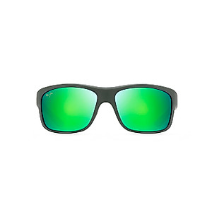 Maui Jim Men's Southern Cross Polarized Wrap Sunglasses, Soft Matte Khaki/Brown/Black/MAUIGreen®, Large