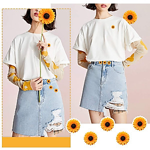 Joyci 10-Pack Women Brooch Lapel Pins Novelty Sunflower Daisy Safety Push Pin Buckle for Shirt Hat Cardigan Sweater Decorate Tie Tacks Pin Back Clutch (Sunflower)