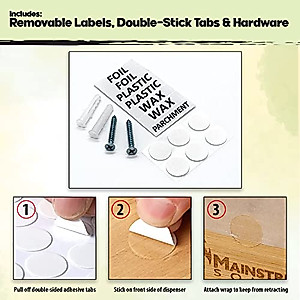 Mainstream Source® Bamboo Wrap Dispensers – Foil and Plastic Wrap Organizer Set for 12 Inch with Extended Cutters and Labels, Works as Foil, Plastic Wrap, Parchment, or Wax Paper Holder (1pc)