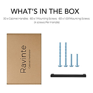 Ravinte 30 Pack 6-1/4 Inch Kitchen Square Cabinet Handles Matte Black Stainless Steel Drawer Pulls Hardware