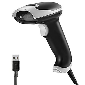QR USB Barcode Scanner Wired Handheld Bar Code Scanner Reader JRHC Handheld USB Barcode Scanner Wired Automatic 2D 1D Bar Code Reader Plug and Play for Supermarket, Convenience Store, Warehouse…