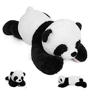 JellyMallow 5 lbs 27" Weighted Stuffed Animals Panda Plushie, Cute Panda Weighted Plush Pillow Giant Stuffed Animals for Kids Adults