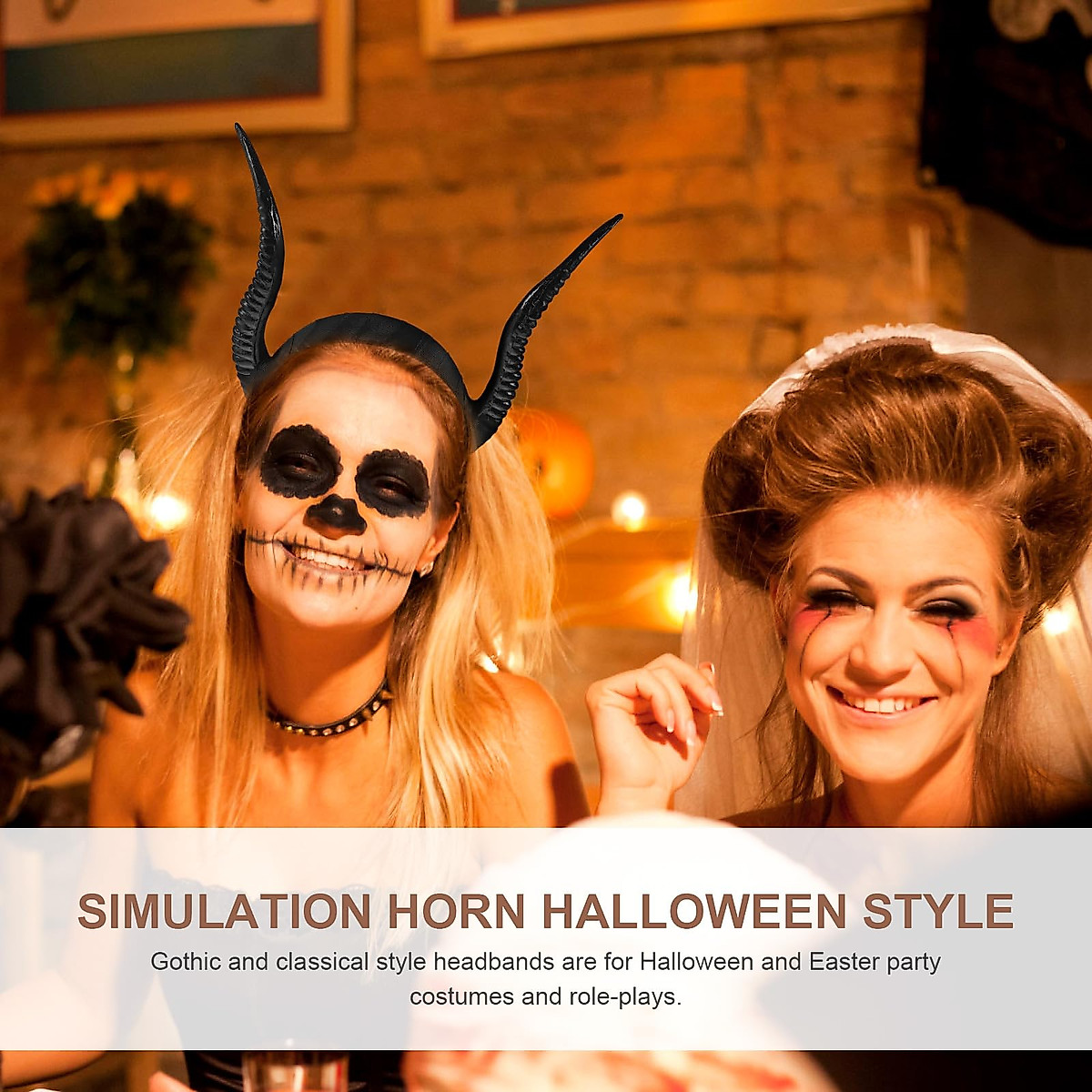 Devil Horns Headband Black Cosplay Horn Hair Hoop Gothic Antelope Horn Hairband for Halloween Dress Up Hair Accessories