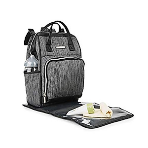 Bananafish Diaper Bag - Multi-Function Design Nappy Bag for Baby Care or Travel - Carry or Wear as Backpack - Large Capacity in Trendy, Stylish Design, Dark Grey